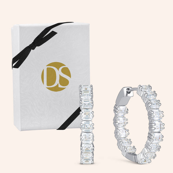 "Princess Awaits" 4.76CTW Asher Cut Inside-outside 1.25" Hoops - DSF Jewels