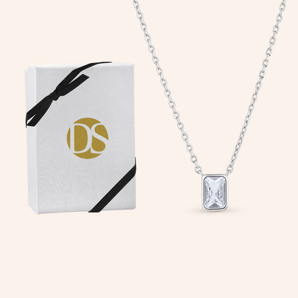 "Pretty Precious" 1.1CTW Sterling Silver Bezel Set Emerald Cut Pendant ...