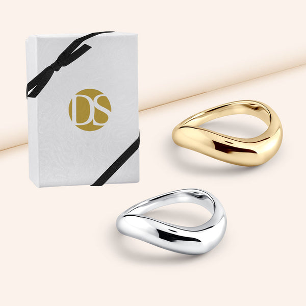 "Dual Harmony" Set of Two tone High Polished Stackable Rings - DSF Jewels