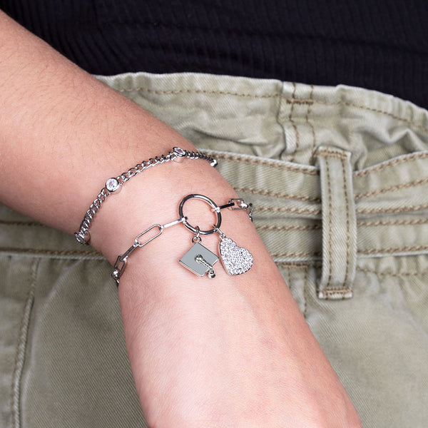 "Celebrate your Achievements" Multi Charm Thin Link Chain Bracelet Set ...